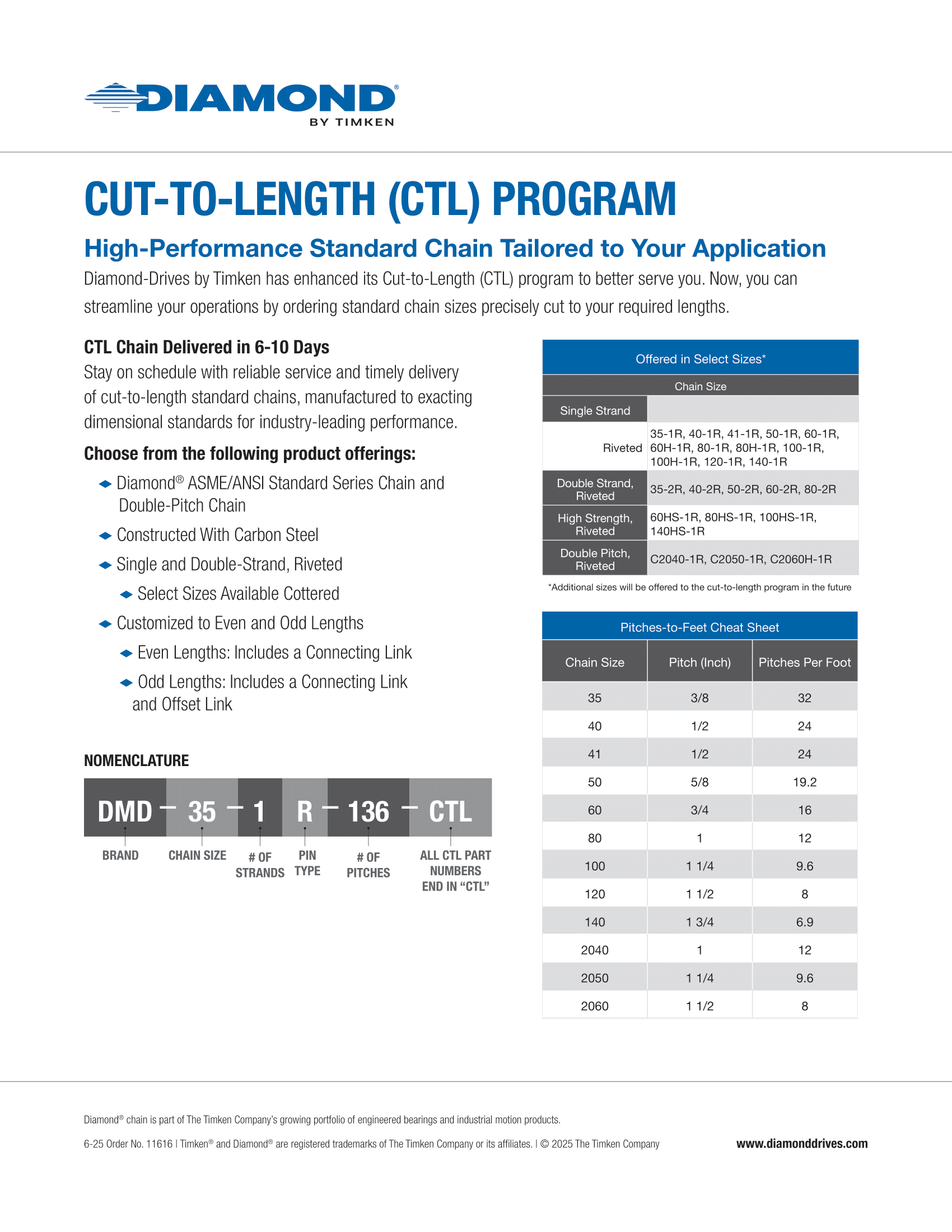 Diamond Cut To Length Chain Program Reference Sheet - Diamond Drives by ...